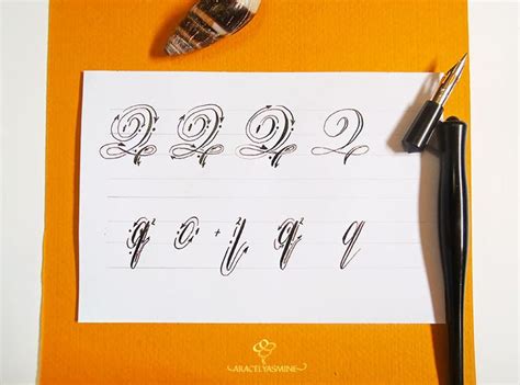 Caligrafia copperplate cómo escribir la letra Q paso a paso