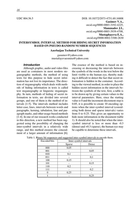 pdf intersymbol interval method for hiding secret information based on pseudo random number