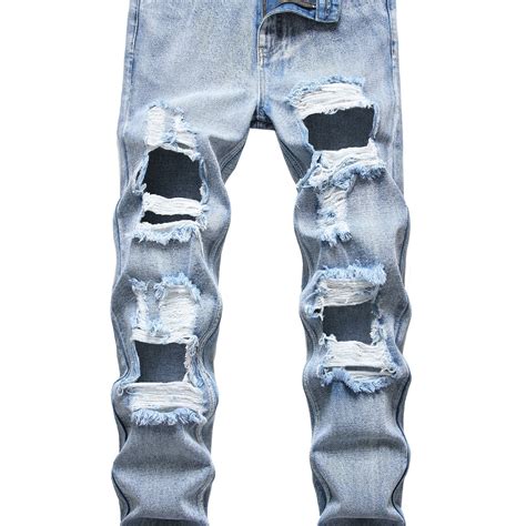 Special Gifts For Christmas Men S Fashion Slim Fit Ripped Denim Jeans
