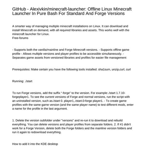 Github Alexivkinminecraftlauncher Offline Linux Minecraft Launcher In
