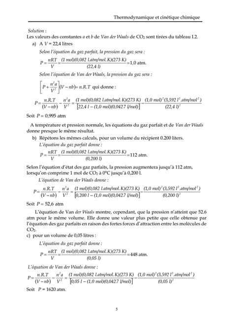 Exercices corrigés chap1 Lois des gaz parfaits et réels PDF