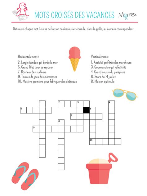 Mots croisés les grandes vacances Momes net