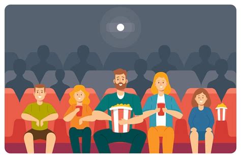 Familia viendo películas en el cine joven madre padre hija e hijo