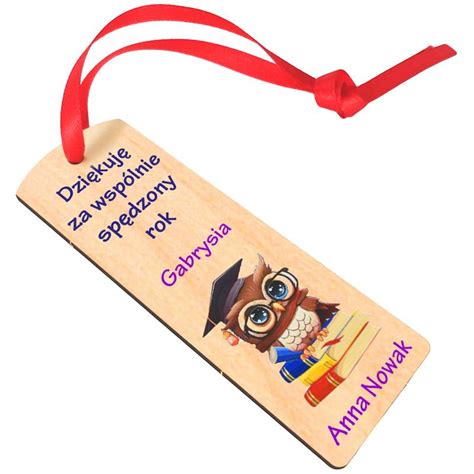 Prezent z imieniem na zakończenie roku personalizowana zakładka do