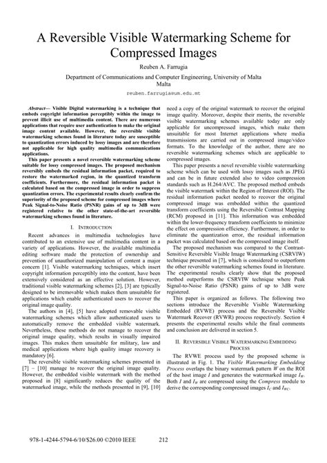pdf a reversible visible watermarking scheme for compressed images