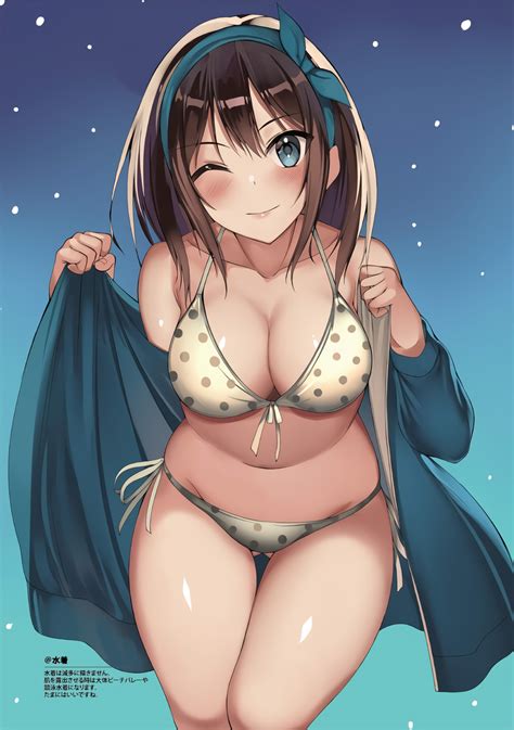 Rule 34 Blue Eyes Blush Bra Breasts Brown Hair Collarbone Headband