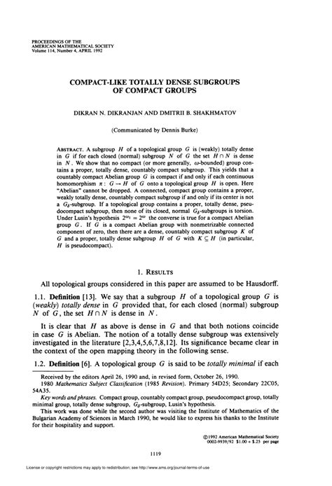 pdf compact like totally dense subgroups of compact groups