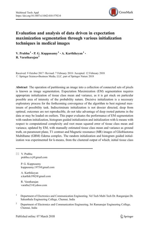 pdf evaluation and analysis of data driven in expectation maximization segmentation through