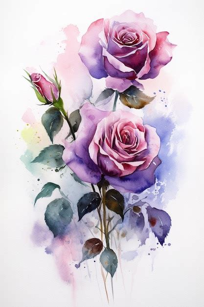 Uma Pintura Em Aquarela De Rosas Cor De Rosa Foto Premium
