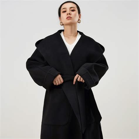 2022秋冬新款双面长款羊绒大衣女连帽宽松100羊毛手缝毛呢风衣外 淘宝网