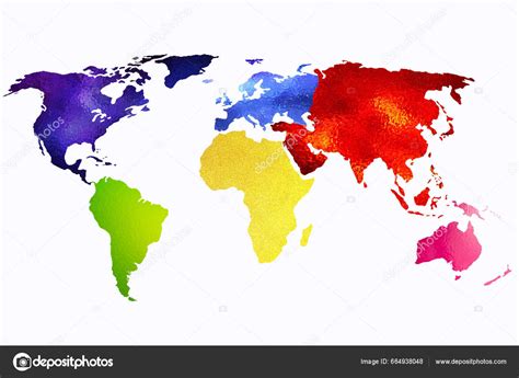 Colorido Mapa Mundo Todos Continentes Design Arte Conceito Educação