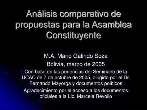 Ppt An Lisis Comparativo De Propuestas Para La Asamblea Constituyente