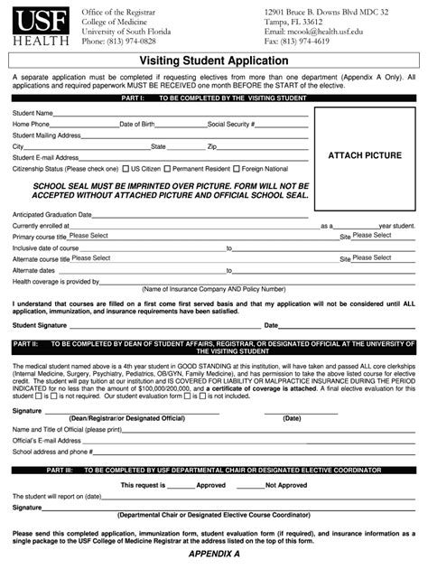 Fillable Online Health Usf Visiting Student Application USF Health