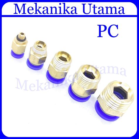 Jual PC16 04 Selang 16mm Drat 1 2 Male Connector Push In Pneumatic