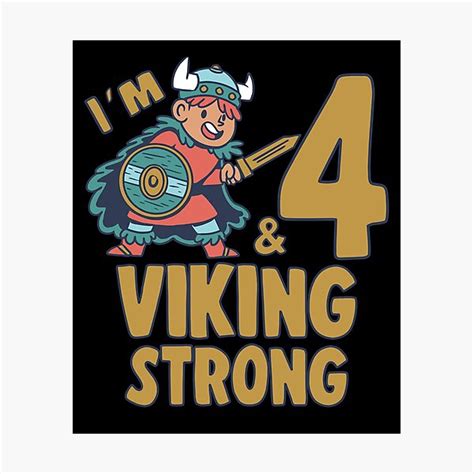 Lámina fotográfica Cumpleañero vikingo de 4 años Soy vikingo de 4 años