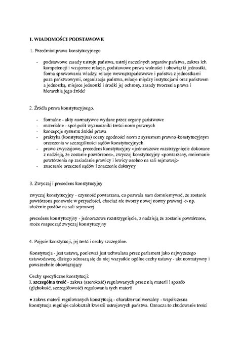 Prawo Konstytucyjne skrypt I WIADOMOŚCI PODSTAWOWE Przedmiot prawa