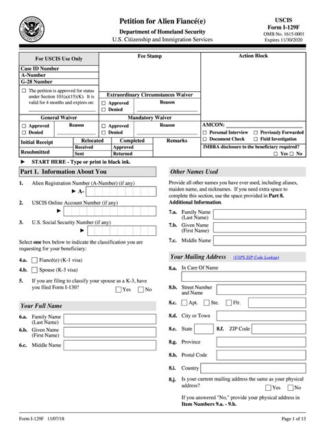 USCIS I 129F 2018 2022 Fill And Sign Printable Template Online US