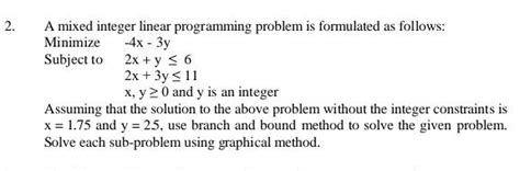 solved a mixed integer linear programming problem is