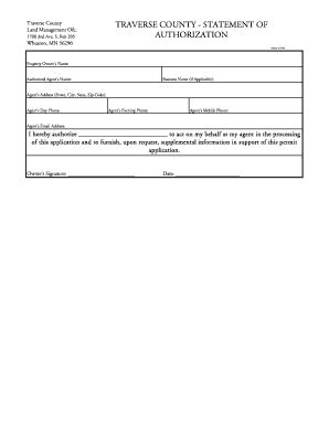 Fillable Online Statement Of Authorization Traverse County Minnesota