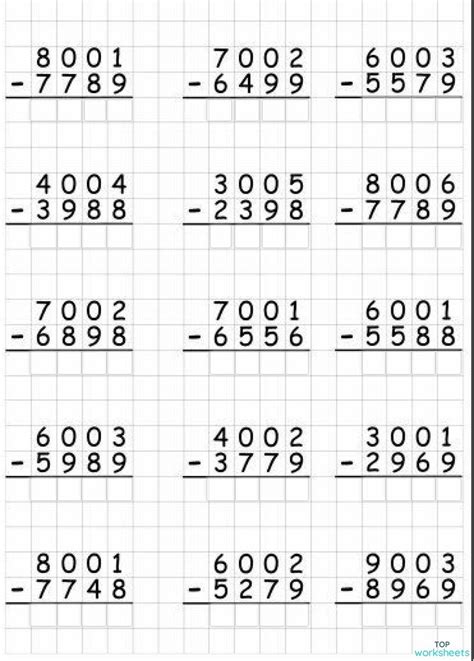 Restas Con Prestadas Ficha Para Imprimir Topworksheets