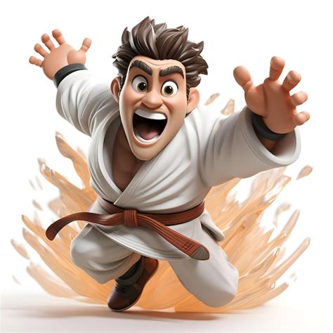 Ilustração 3d de um personagem de desenho animado fazendo movimentos de