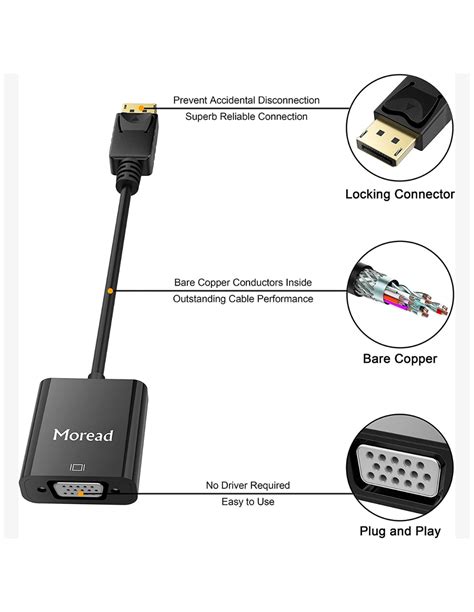 ADAPTADOR CABLE MOREAD DISPLAYPORT MACHO A VGA HEMBRA