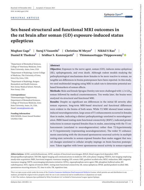 pdf sex based structural and functional mri outcomes in the rat brain after soman gd