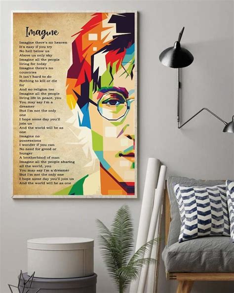 John Lennon Imagine Lyrics Poster Imagine John Lennon Etsy