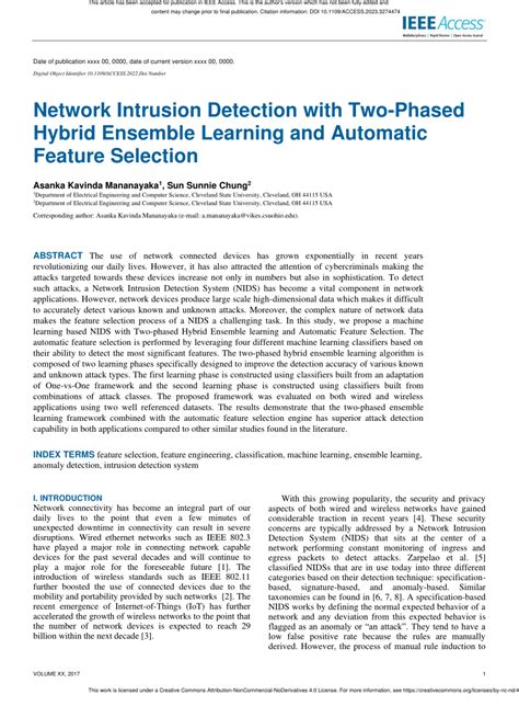 pdf network intrusion detection with two phased hybrid ensemble learning and automatic feature