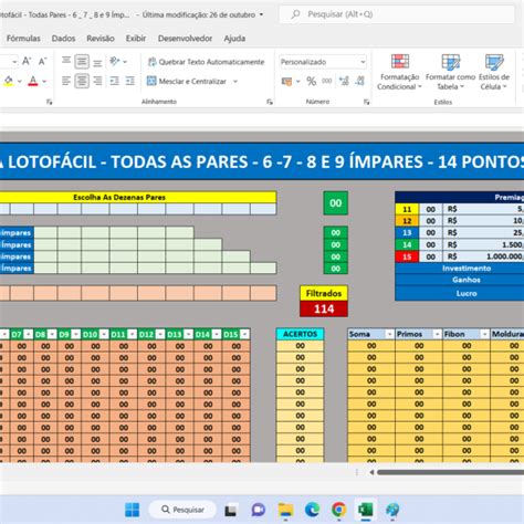 Planilha Lotof Cil Todas As Pares Planilhas Lot Ricas