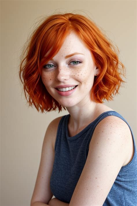 Very Short Hair Ginger Freckles AI Porn