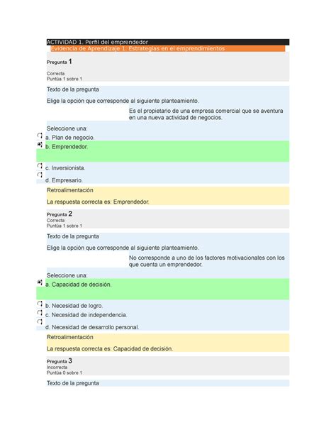 EA1 Cuestionario Estrategias En El Emprendimiento ACTIVIDAD 1 Perfil