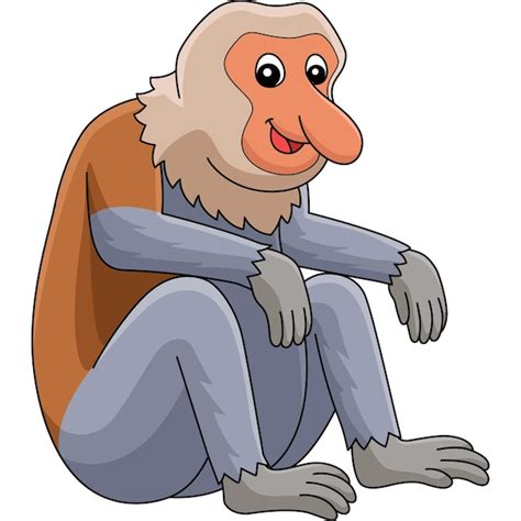 Mono de probóscide animal de dibujos animados de colores Clipart