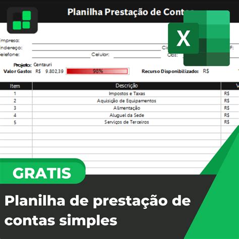 Planilha de prestação de contas simples Smart Planilhas