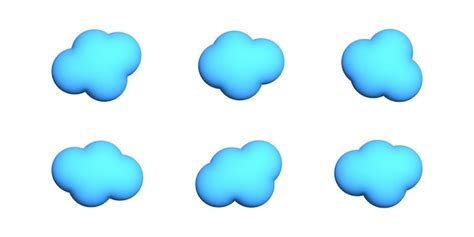 Conjunto De Nubes Azules 3d Esponjosas Nubes Vectoriales Vector Premium