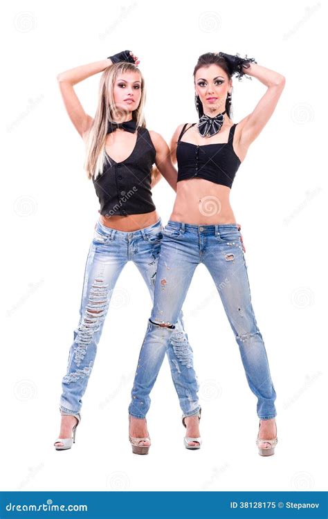 Deux Filles Sexy Dans Des Jeans Image Stock Image Du Vieux