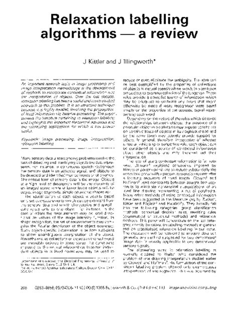pdf relaxation labelling algorithms — a review john illingworth