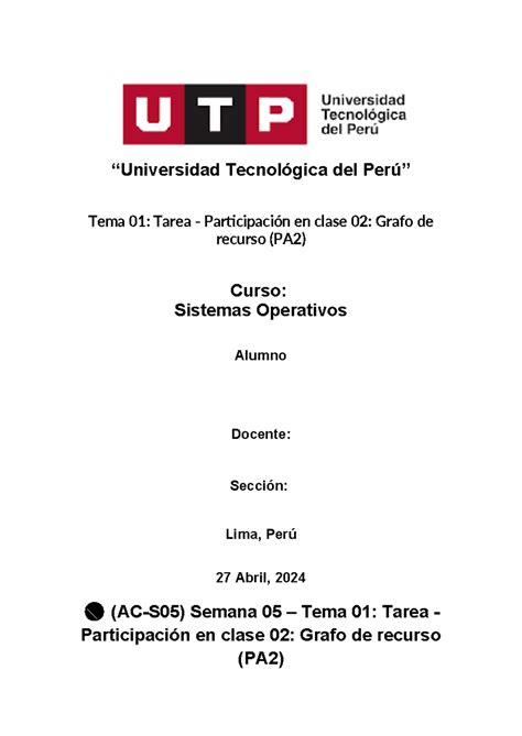 Participacion En Clase 02 Grafo De Recurso PA2 Sistemas Operativos