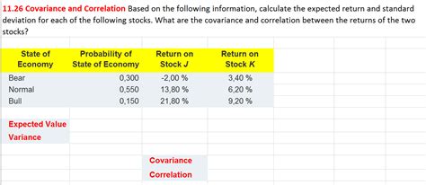 solved covariance and correlation based on the following