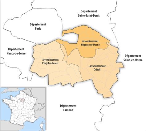 Les arrondissements du département du Val de Marne