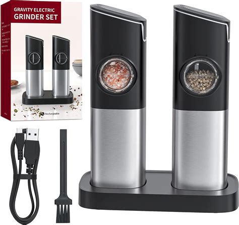 CONOYAR Elektrische Schwerkraft Salz und Pfeffermühle 2er Set