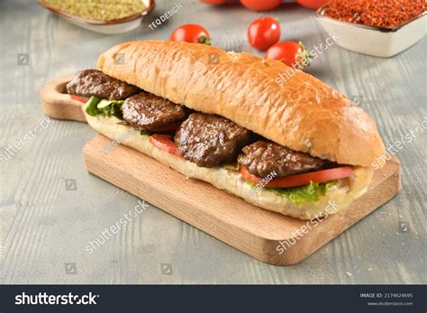 Meatball Between Bread Turkish Nameekmek Arasi Stock Photo 2174624695