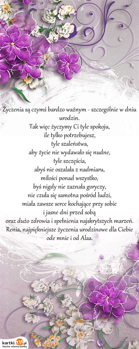 Najpiękniejsze życzenia urodzinowe dla Ciebie ode mnie i od Alaa