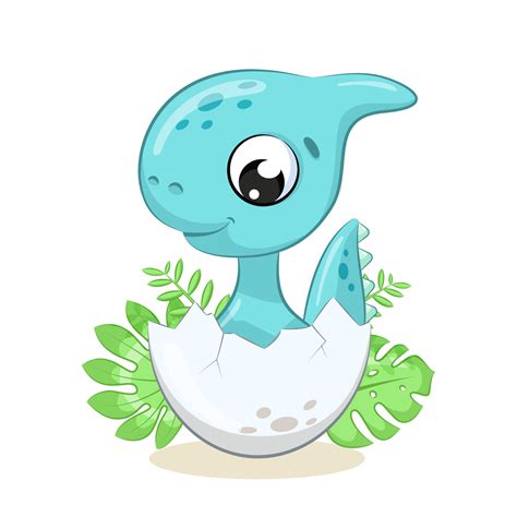 Cute Baby Dinosaur Illustration Vector Cartoon Illustration