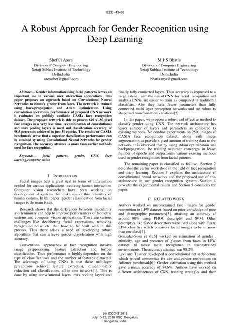 pdf a robust approach for gender recognition using deep learning