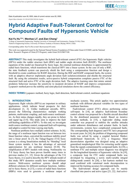 pdf hybrid adaptive fault tolerant control for compound faults of hypersonic vehicle