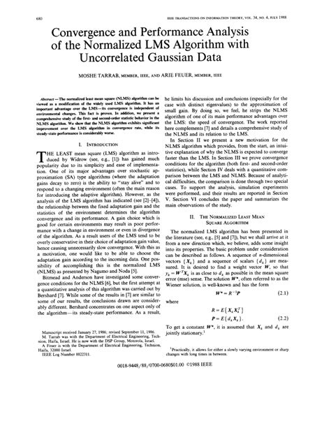 pdf convergence and performance analysis of the normalized lms algorithm with uncorrelated