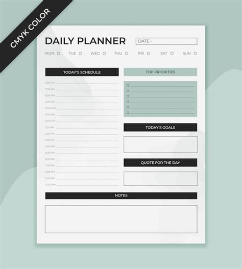 Plantilla De Planificador Diario 06 Vector Premium