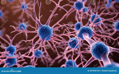 Neurons In A Network A Complex Symphony Of Synapses Stock Illustration