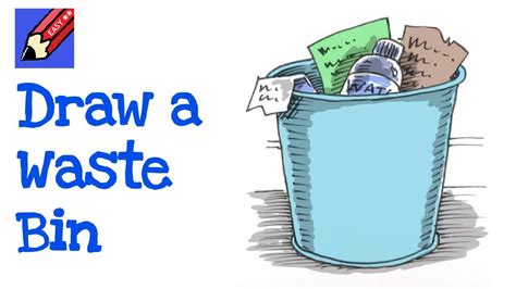 Cómo dibujar un cesto de basura Real Easy paso a paso para principiantes